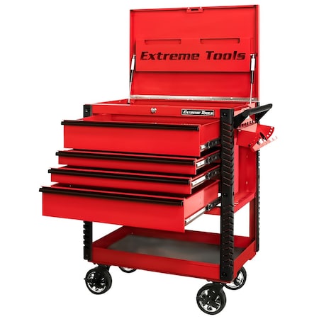 Extreme Tools Tool Cart, 4 Drawer, Red, 33 in W EX3304TCRDBK | Zoro